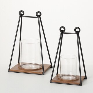 13.75" Triangular Wire Frame Lanterns - Set of 2, Multicolor - Bed Bath ...
