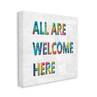 Stupell All Are Welcome Here Phrase Fun Bold Typography Canvas Wall Art ...