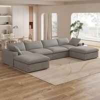 Large Modular Sectional Sofa Down Filled U-Shaped 4 Seater with 2 Ottoman - Bed Bath & Beyond ...