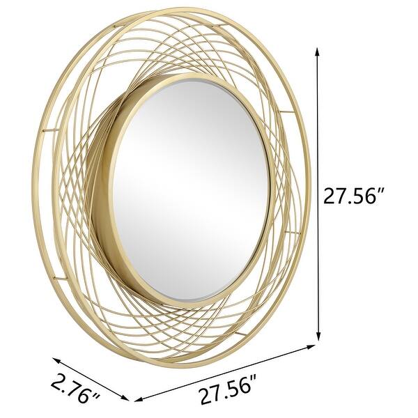 MacLuu Gold Art Round Mirror with Metal Wire Frame - 27.56" W x 27.56 ...