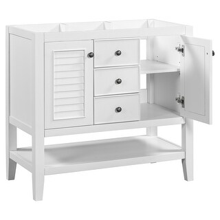 36" Bathroom Vanity Base with 2 Cabinets 2 Drawers and Open Shelf - Bed ...