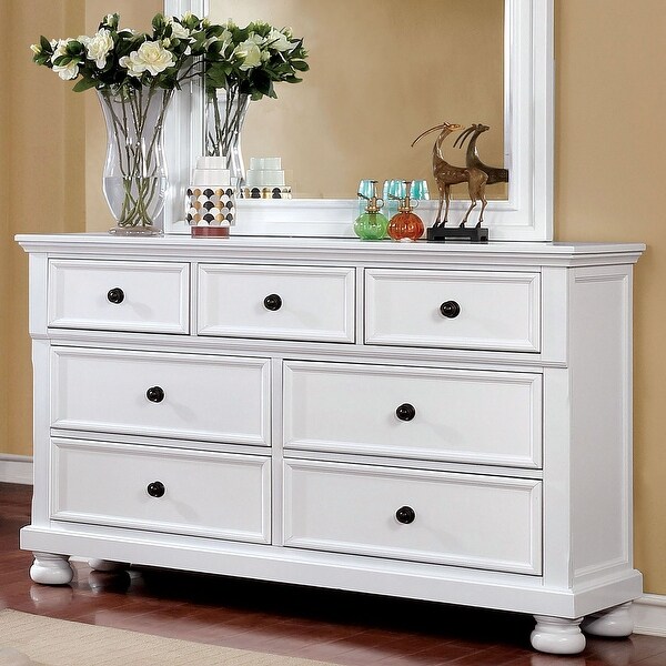Muct Transitional White 60 inch Wide Wood 7 Drawer Dresser by Furniture of America
