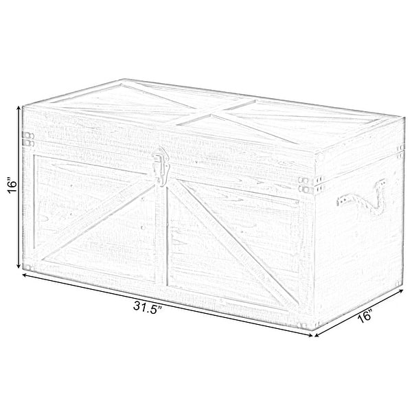 Brown Large Wooden Lockable Trunk Farmhouse Style Rustic Design Lined ...
