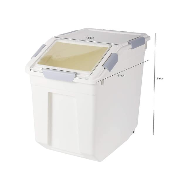 Flour Storage Container 25 lb (‎25 Liters) with Wheels Seal Locking Lid ...