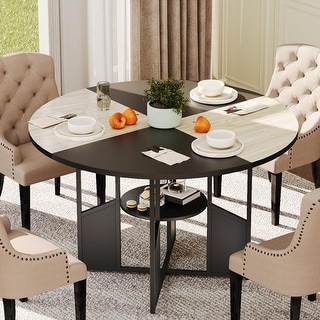 Dining Table Round 59", Dinner Table for 4-6 People, Large Wood Dining ...