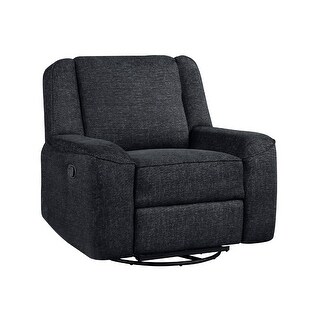Ruma Swivel Manual Reclining Chair w Tab Pull, Ebony Black Chenille ...