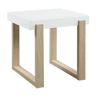 Shay 22 Inch Side End Table, Thick Rectangular Tabletop, High Gloss ...
