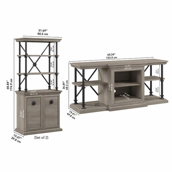 Coliseum TV Stand and Two Bookcases with Doors by Bush Furniture - Bed ...