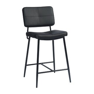HomeRoots Set Of Two 36" Black Faux Leather Low Back Counter Height Bar ...