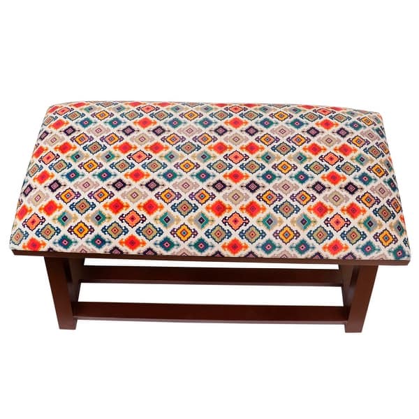 Bohemian Cass Italian Velvet upholstered Handmade wood Storage Bench ...