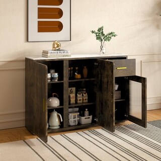 Versatile Free-Standing Sideboard with Storage Doors and Granite ...