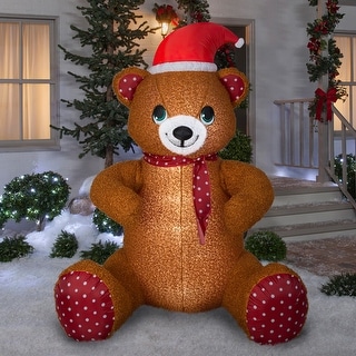 Gemmy Animated Christmas Airblown Inflatable Mixed Media Hugging Teddy ...