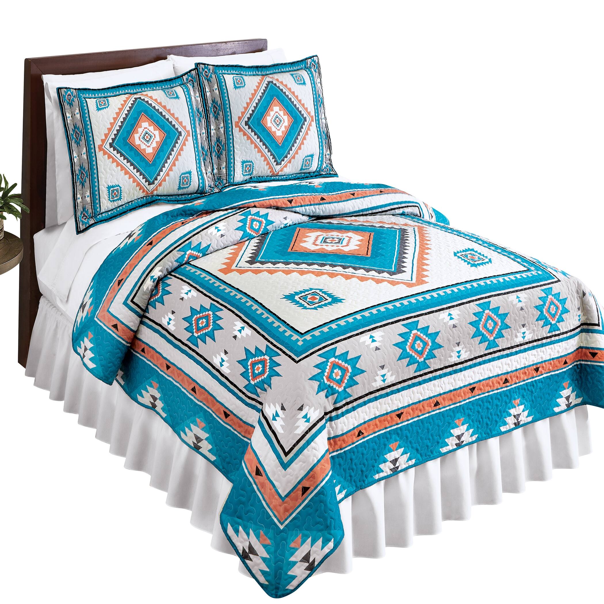 Turquoise Southwest Aztec Pattern Reversible Quilt - On Sale - Bed Bath ... Turquoise Southwest Aztec Pattern Reversible Quilt - On Sale - Bed Bath ...
