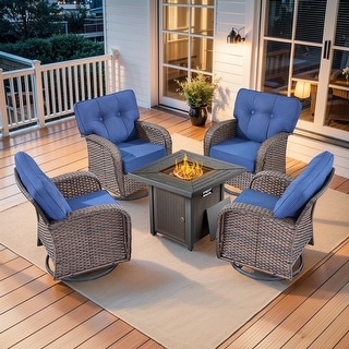 Pocassy Outdoor 30 In Fire Table with Swivel Chair Set - Bed Bath ...
