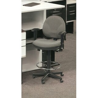 HomeRoots Gray and Black Adjustable Plastic Rolling Drafting Chair ...
