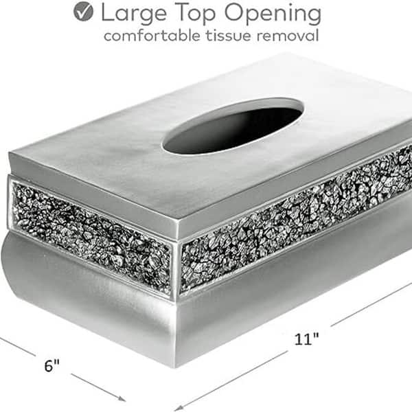 Creative Scents Mosaic Glass Silver Tissue Box Cover Rectangular - Bed ...