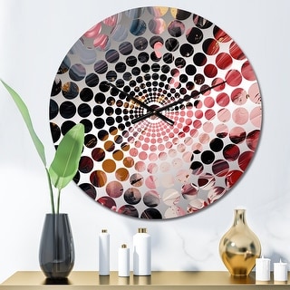 Designart "Red And Black Marble Whispers V" Red Abstract Marble Clocks ...