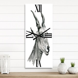 Designart 'Monochrome Portrait Of Goat I' Farmhouse Metal Wall Clock ...