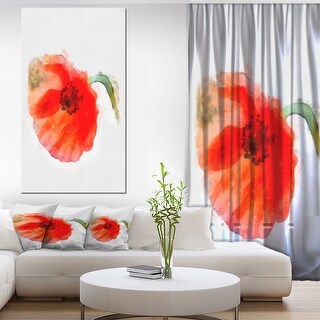 Designart "Large Red Poppy on White Back" Flower Artwork on Canvas ...