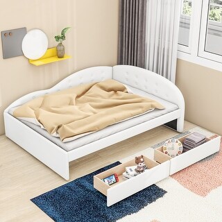 Full Size PU Upholstered Tufted Daybed with Two Drawers - Bed Bath ...