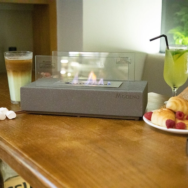 Envelor Indoor Outdoor Concrete Bioethanol Tabletop Fireplace Table Top ...