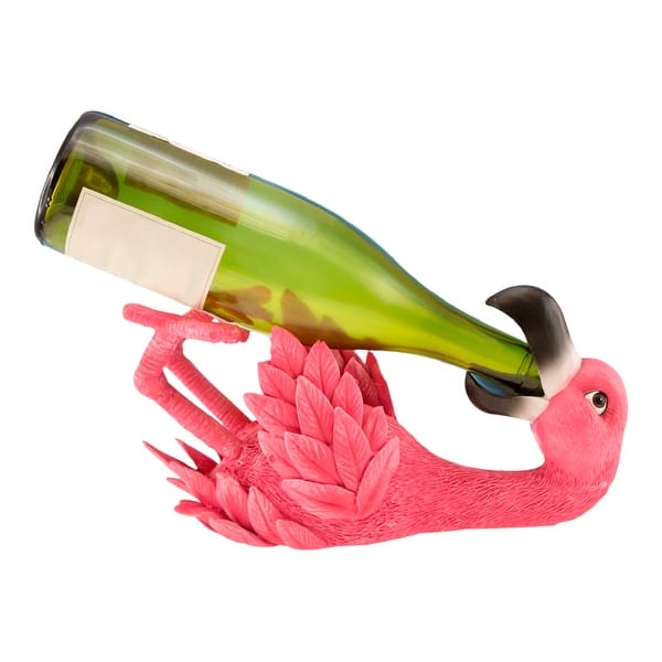 Beachcombers Funny Hot Pink Flamingo Wine Bottle Holder Resin Tabletop ...