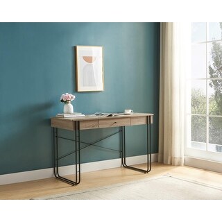 Computer Desk Writing Desk with One Drawer Metal Legs and USB Outlet ...