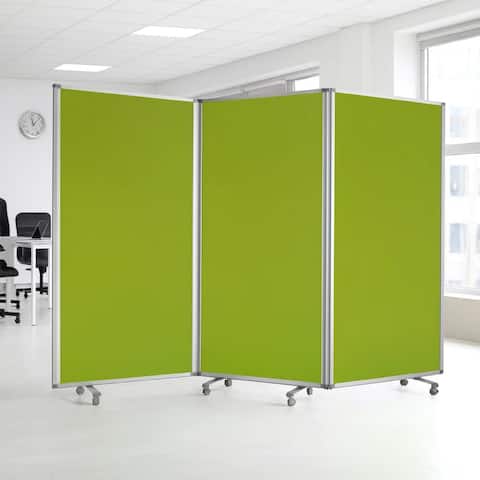 Accordion Style Fabric Upholstered 3 Panel Room Divider, Blue and Gray ...