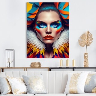 Designart 'Colorful Sensual Woman In Fur Coat I' Contemporary Glam ...