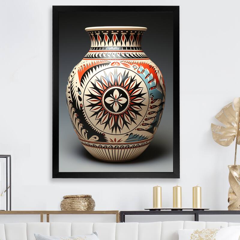 Designart "Native Pueblo Pottery I" Native American Art Framed Wall Art ...