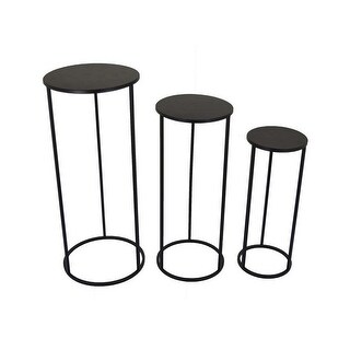 Piye Set of 3 Nesting Metal Plant Stands, Round Display Top, Black ...