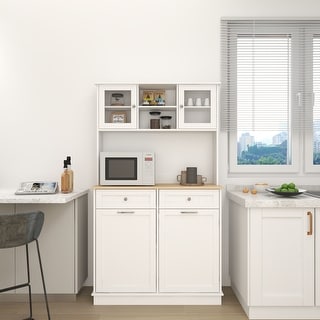 Tall Kitchen Trash Can Storage Cabinet with Shelves (White) - Bed Bath ...