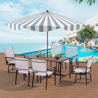 Outdoor All-Weather 7 Piece Dining Table Set Bistro Set w/Swivel Chair ...