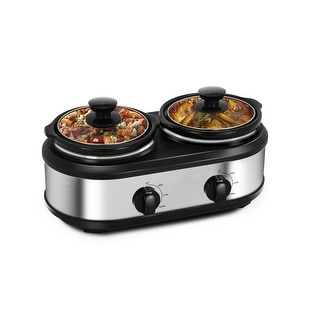 Dual Slow Cooker, Buffet Servers and Warmers with 2 X 1.25Qt, glass ...