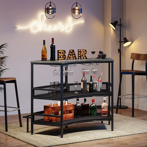 Modern L Shaped Home Executive Desk with Tempered Glass Storage Teak