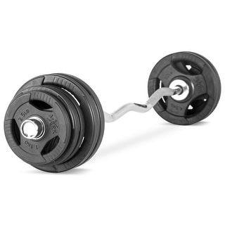 XMark XM-36701-CHROME-BAL-65 Olympic Curl Bar Set With 65 lb. Olympic ...