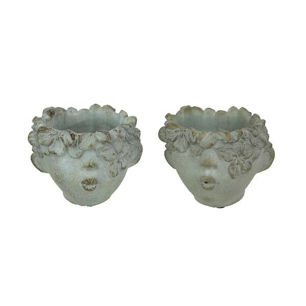 4 Inch Pucker Up Concrete Kissing Face Head Planters (Set Of 2) - 3.75 ...