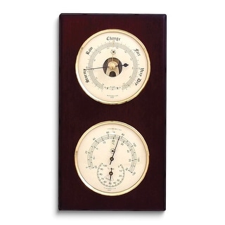 Curata Brass and Mahogany Finish Wood Barometer Thermometer and ...