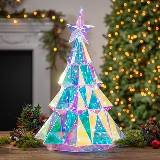 Enchanting 19.7 Inch Lighted Holographic Holiday Tree - Bed Bath ...