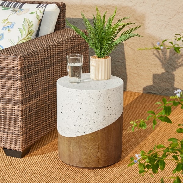 Glitzhome 17.25"H Multi-functional MGO Faux Terrazzo and Wood Texture ...