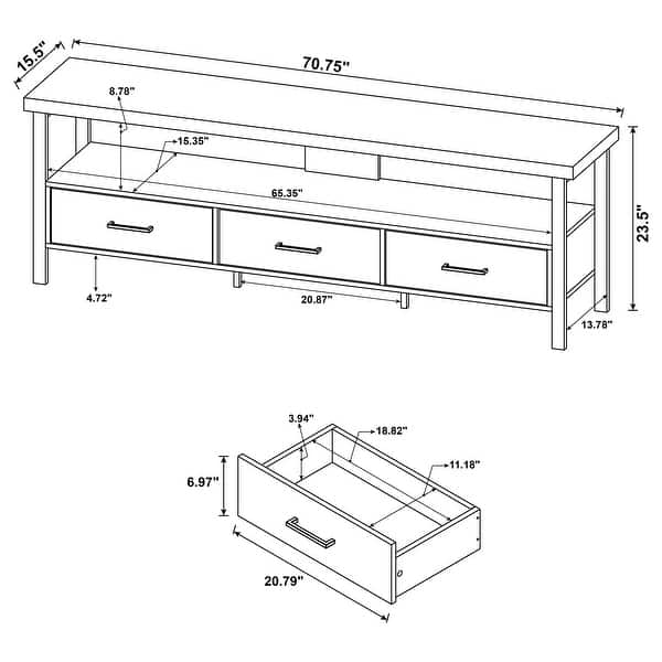 Coaster Furniture Ruston Weathered Pine 71-inch 3-drawer TV Console ...