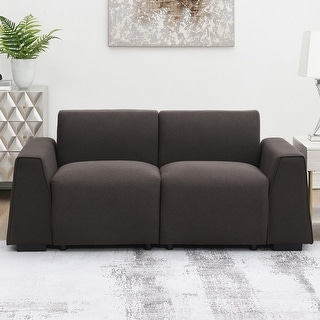 Modern Linen Fabric Sofa,Minimalist 2-3 Seat Couch with Wide Armrests ...