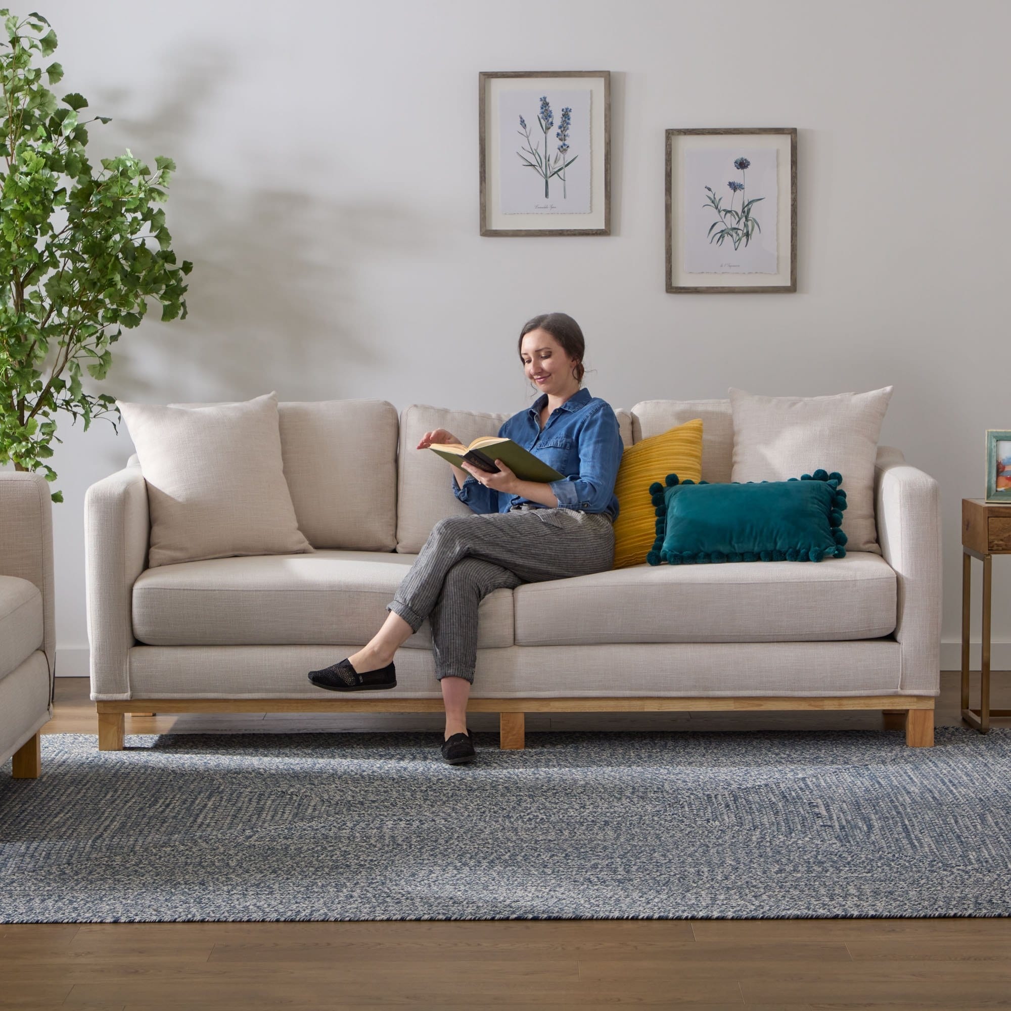 Brookside Kay 84 Two Cushion Track Arm Sofa with Wood Base Light Gray