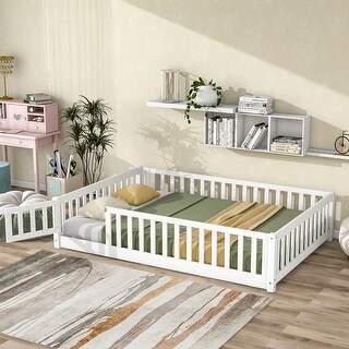 Floor Platform Bed with Fence and Door for kids,toddlers - On Sale ...