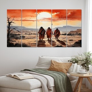 Designart "Native Art Guardians Of Prairies" Native American Multipanel ...