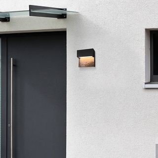 Textured Black Outdoor LED Rectangular Wall Sconce with Frosted Glass ...