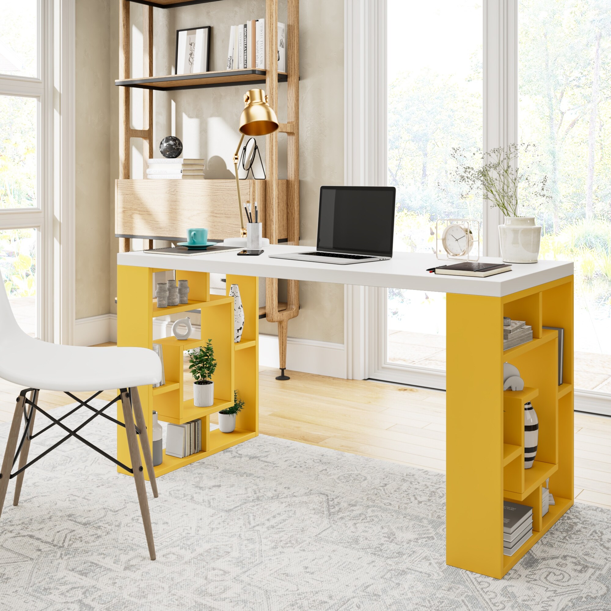 Furniture 4 Tier White Mustard Briscoe Modern Desk