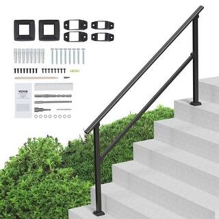 Black Square Tube Steel Handrails 5-6ft - Outdoor Seniors Handrail for ...