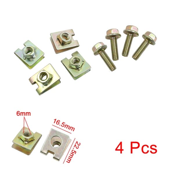 4pcs Metal U-type Clip with Screw Fender Trim Panel Nuts Fasteners ...