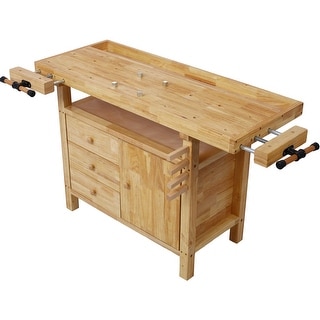 Wooden Workbench with Drawers for Garage Workshop and Home - Bed Bath ...